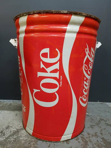 Vintage Coca Cola Garbage Can, Trash Can