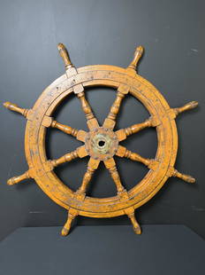 Antique Painted Ships Captains Wheel