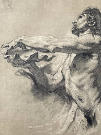 Francois Boucher Print Study, Triton Holding Shell (#0277) on Dec 04 ...