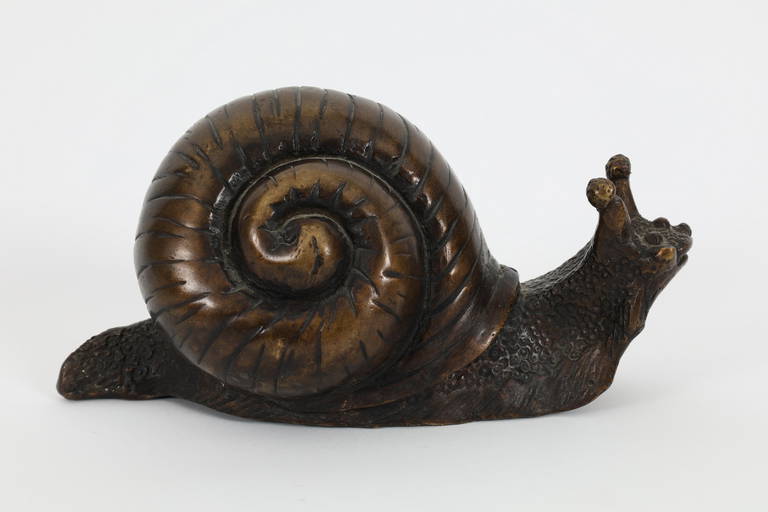 Vintage Bronze Cast Snail Figure