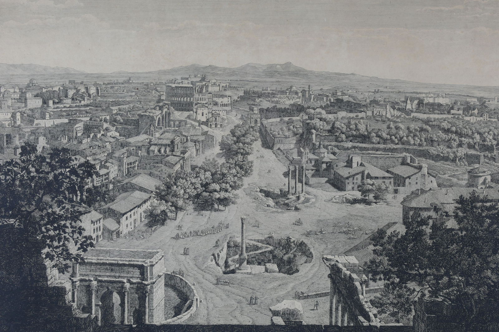 1824 Etching Of Rome By Joseph Thurmer Ernst Fries