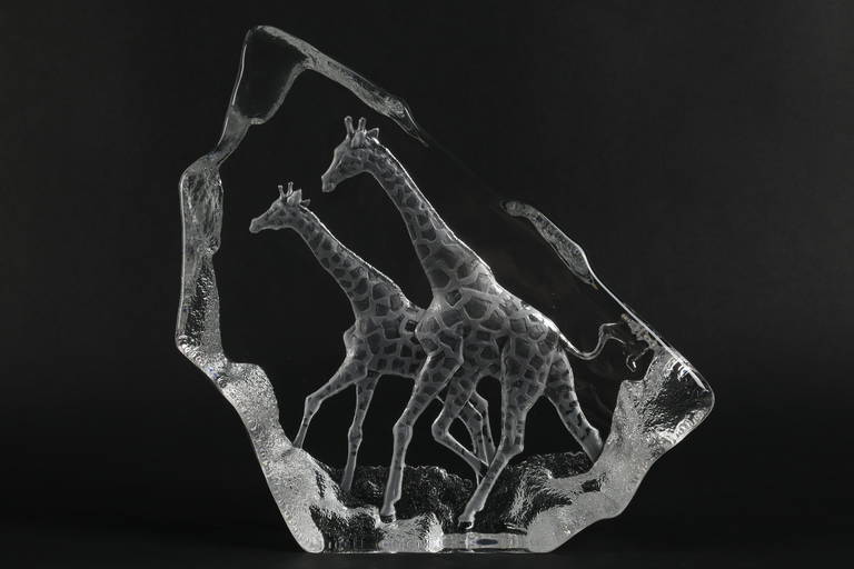Maleras Mats Jonasson Crystal Giraffes Sculpture