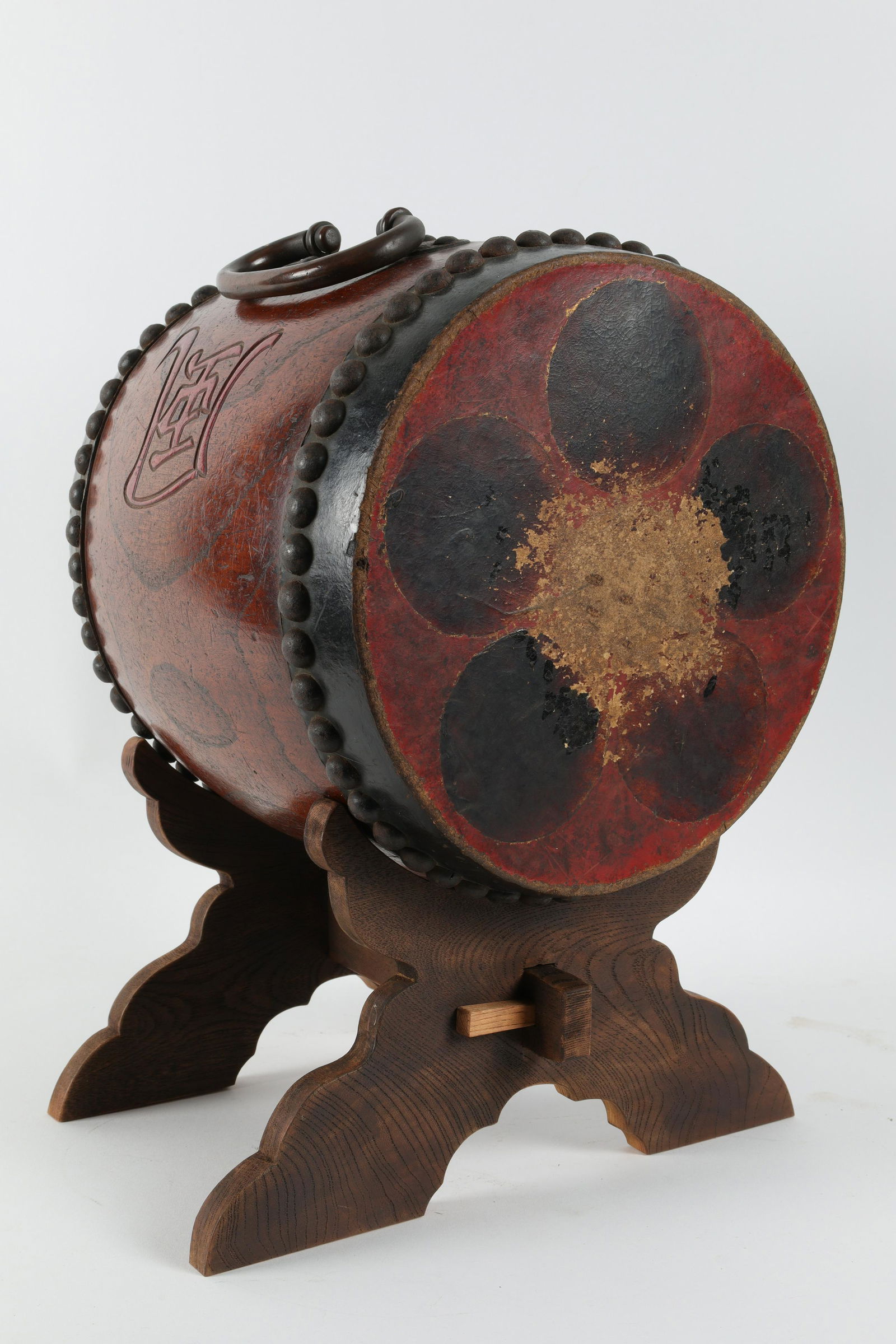 Japanese Edo Period Battle Drum / Taiko With Stand