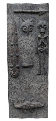 African Chokwe Luvale Carved Skeleton Panel