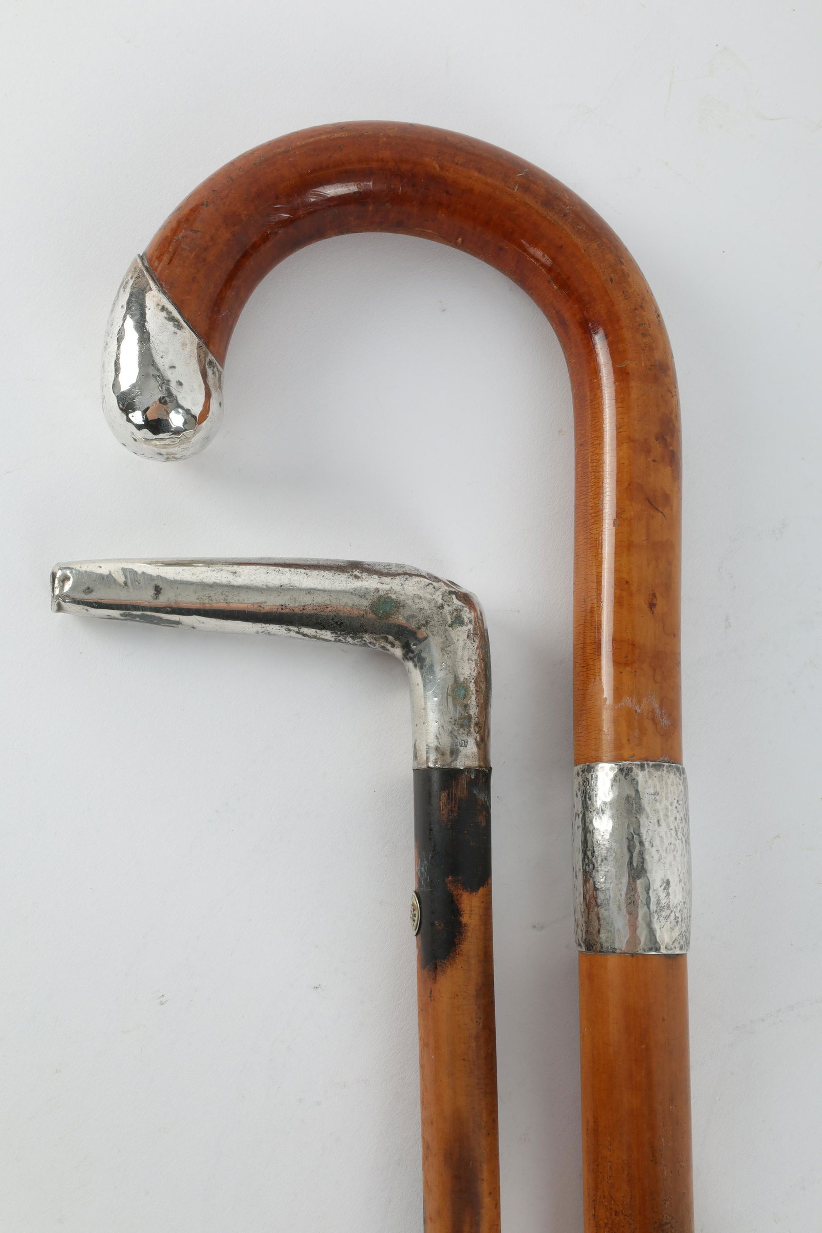 Lot Of 2 Silver Top Canes Walking Sticks Auction