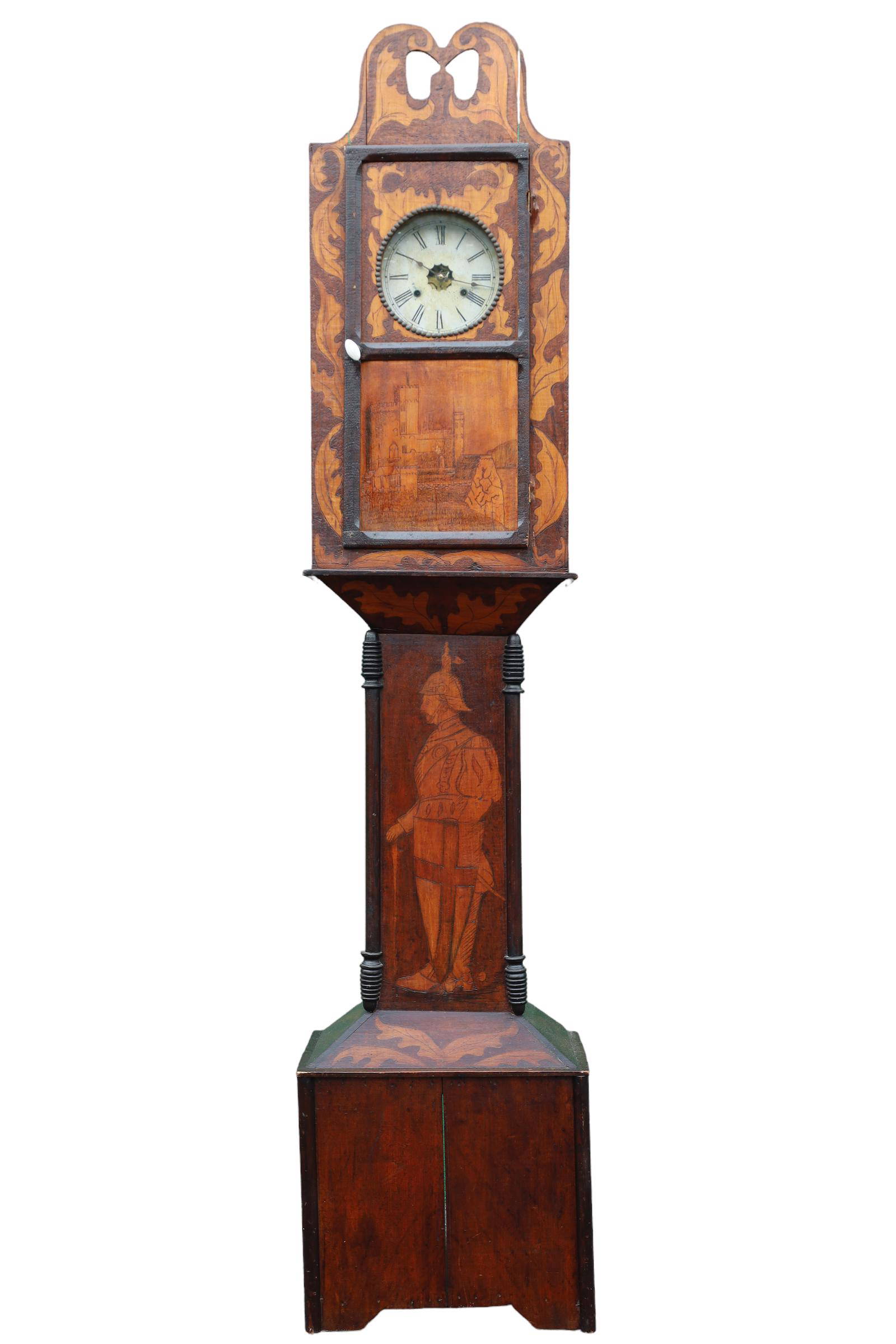 19th C Folk Art Ontario Pyrography Tall Case Clock Auction