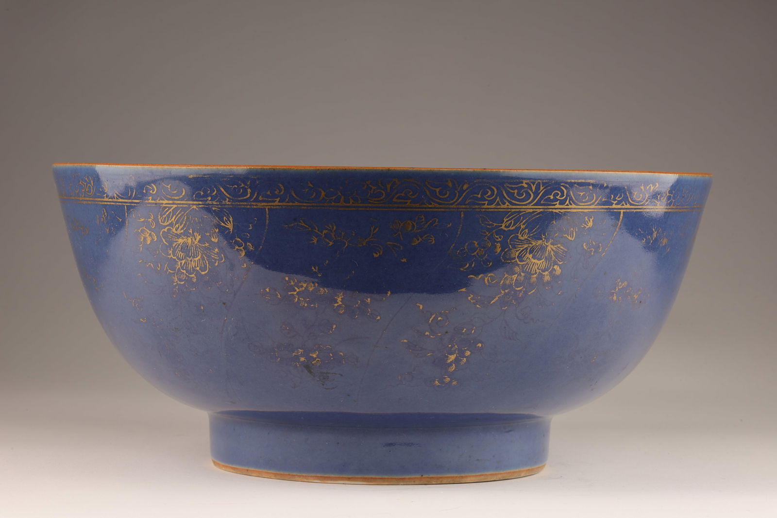 Antique Chinese Powder Blue Bowl Gilt Decoration Auction