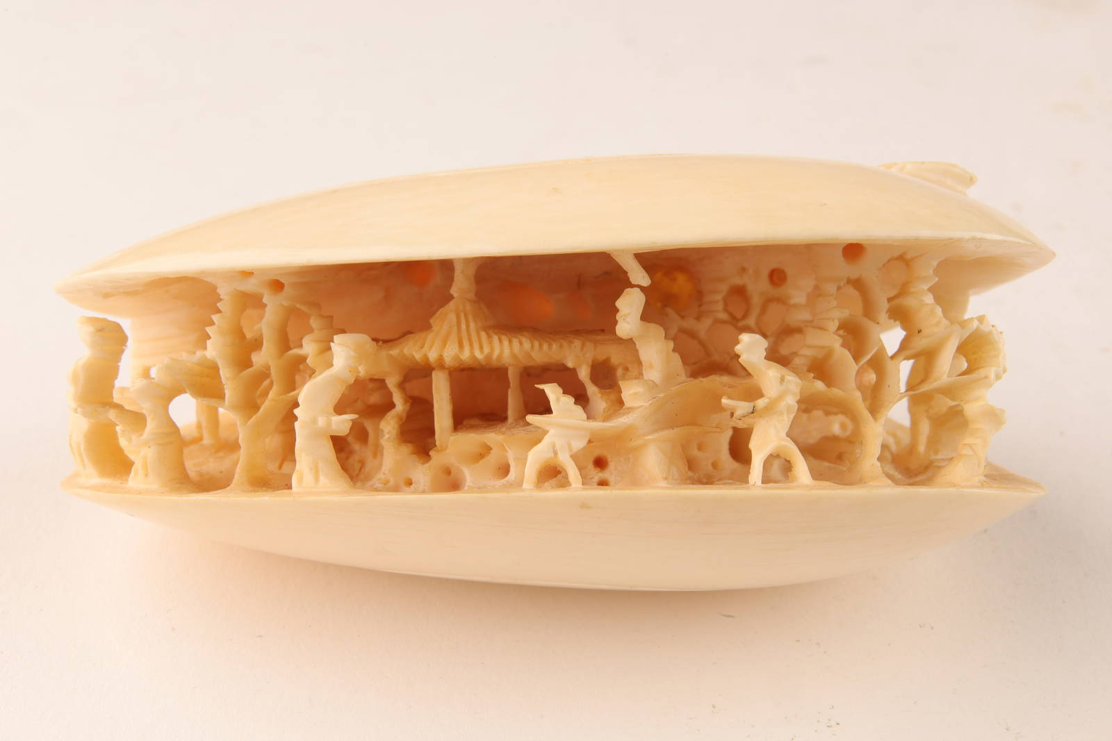 Chinese Carved Clam Shell Figures In Landscape Auction