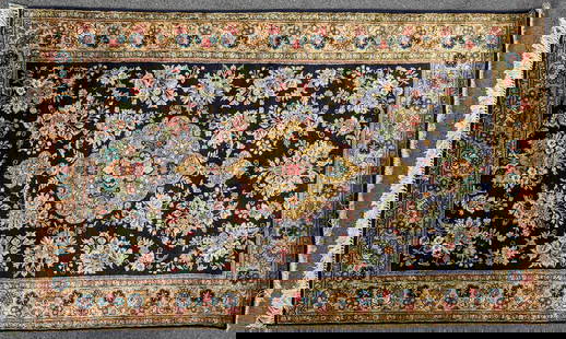 Middle Eastern Quom Qum Dancing Gazelle Silk Rug 1950s Auction