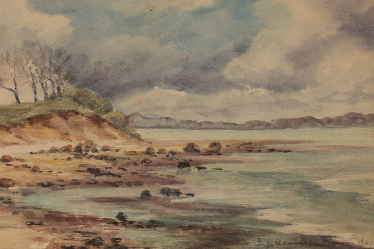 Inge Franz Claussen Watercolor Seaside Landscape