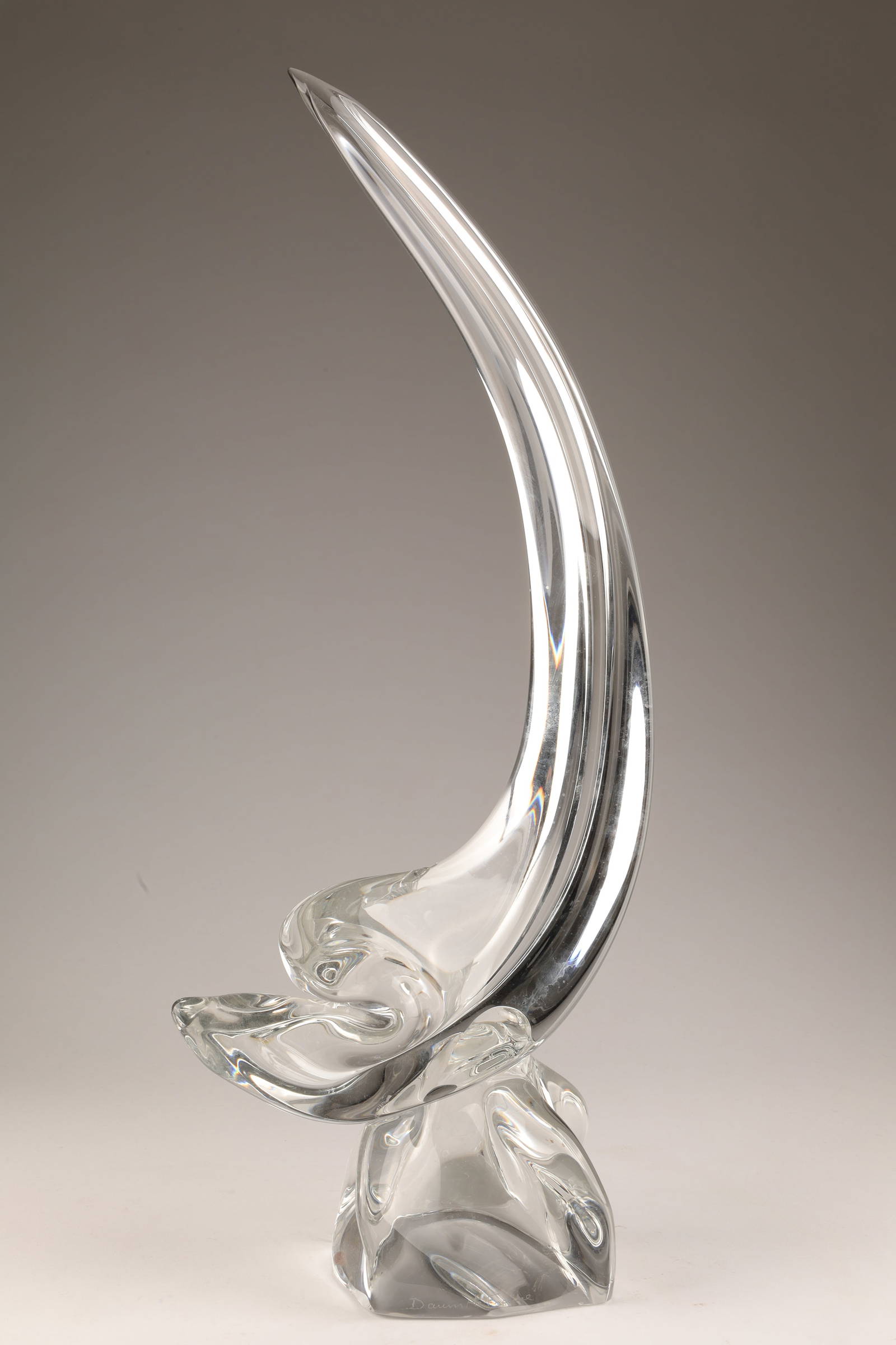 Daum France Crystal Modernist Dolphin Sculpture Auction