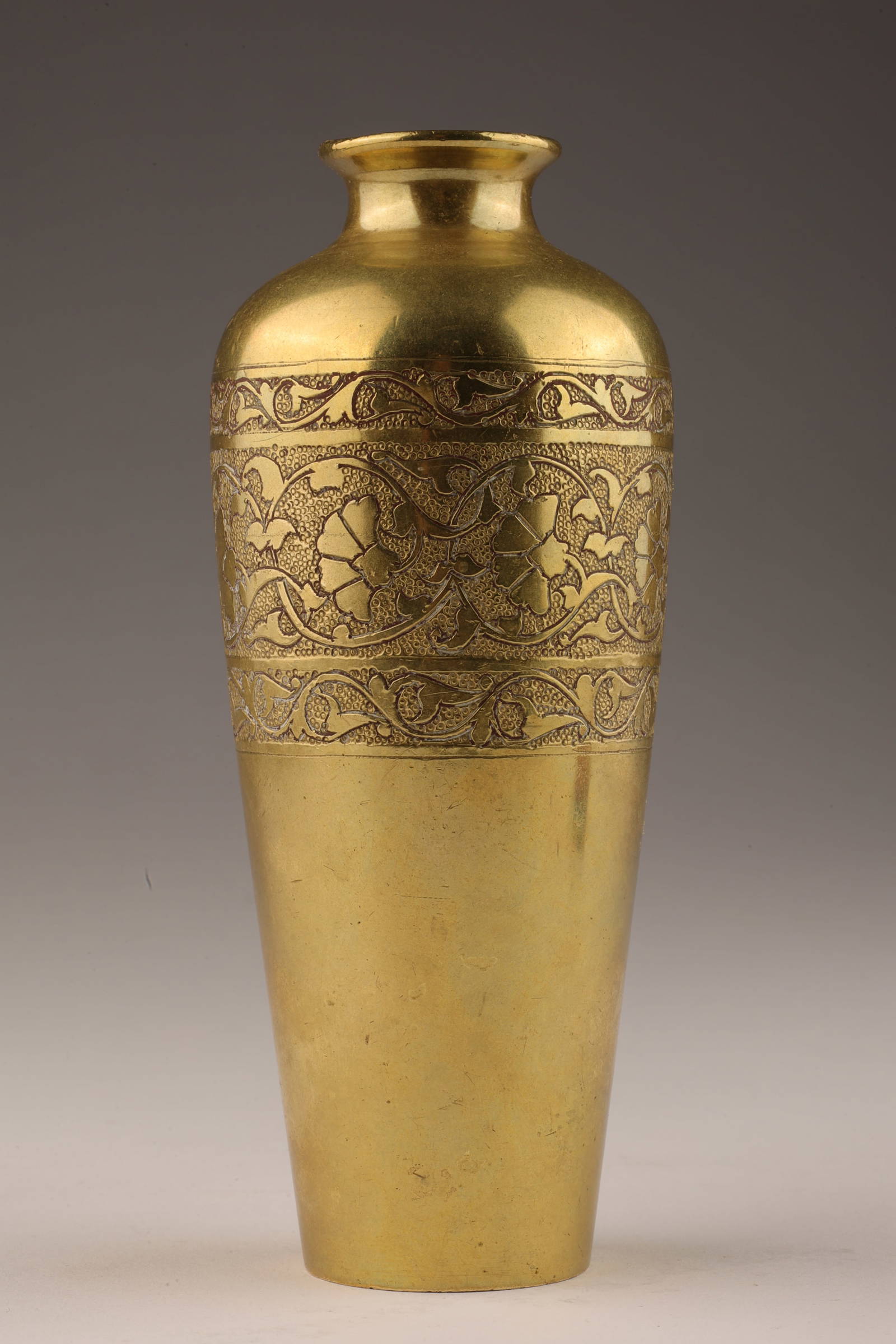 Alfred Salzmann Etched Bronze Vase Jerusalem Auction
