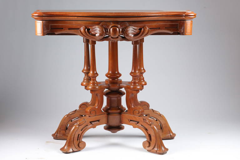 Victorian Rococo Carved Games Table C. 1880s