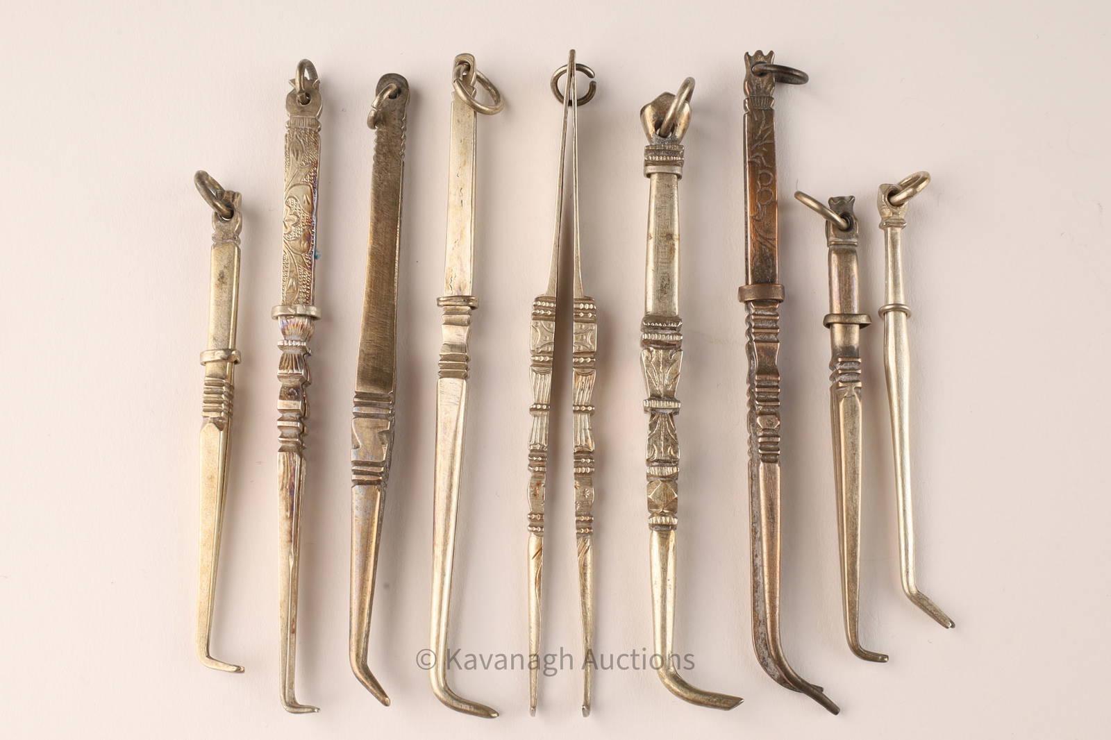 Collection Antique Chinese Silver Smoking Tweezers Auction