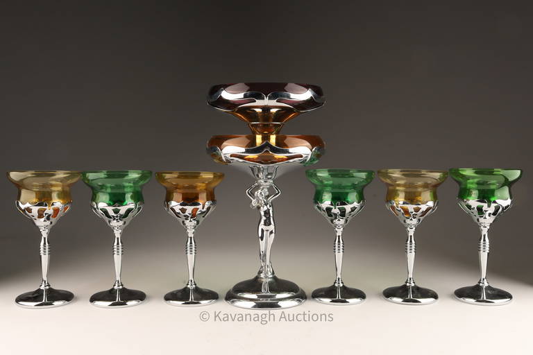 Farber Bros. New York Chrome Glass Tazza Set