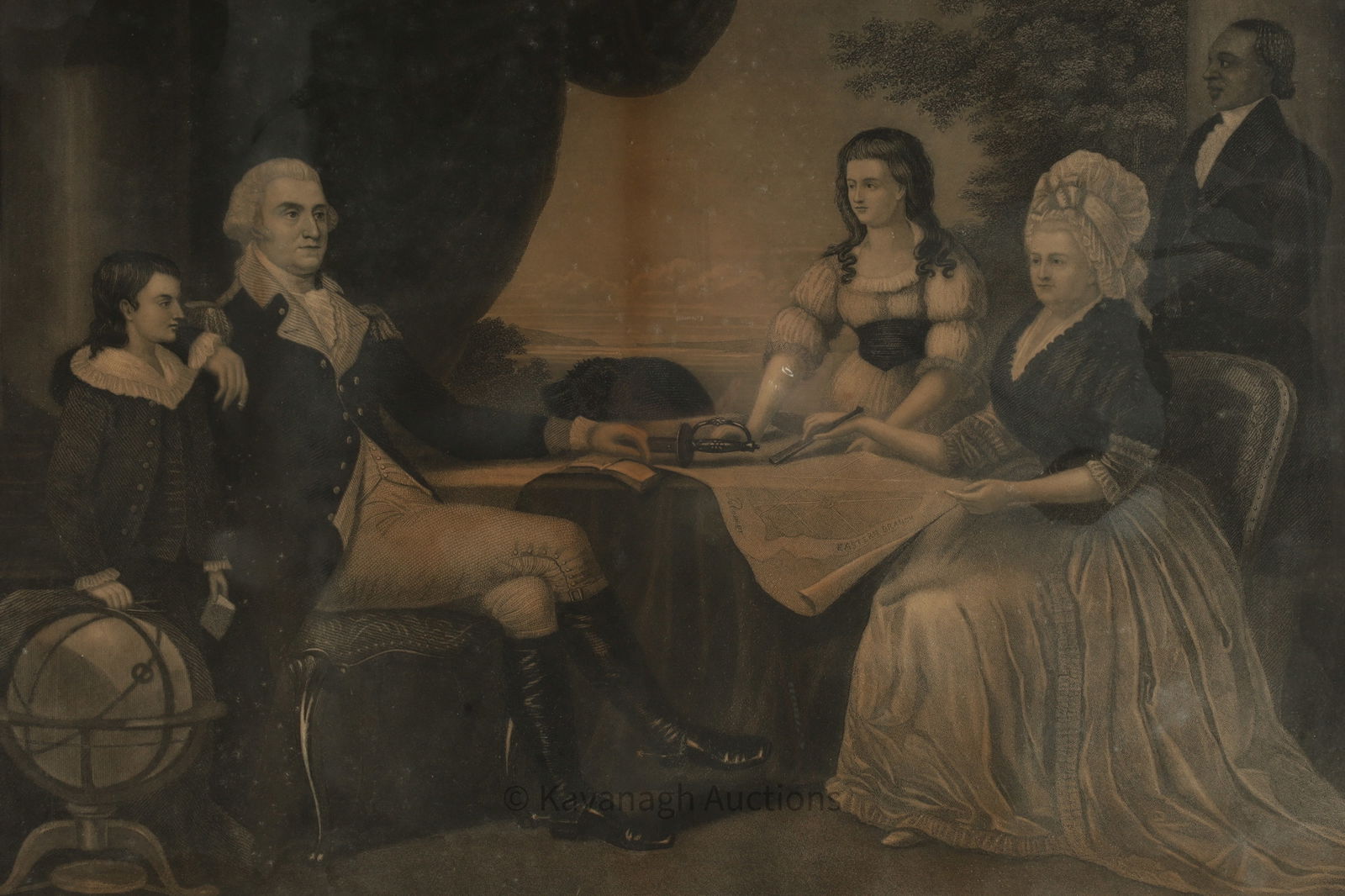 William Sartain Engraving George Washington Family Auction