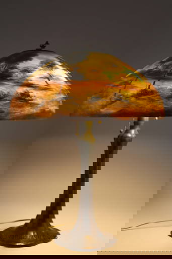 Antique Handel Table Lamp Reverse Painted Shade