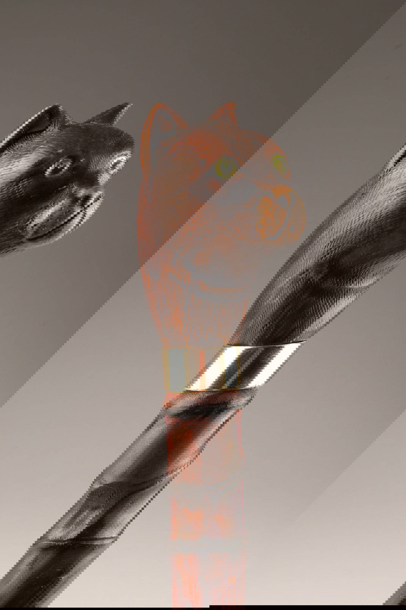 Bamboo Swagger Stick Cane With Cat Head Topper Auction