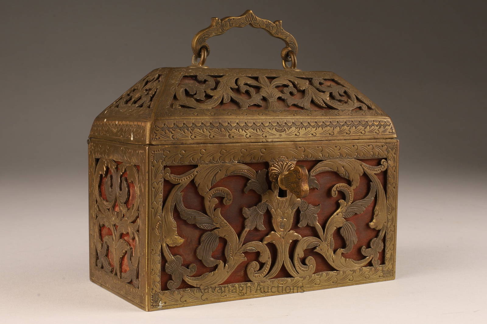 Antique French Pierced Brass Locking Casket Auction