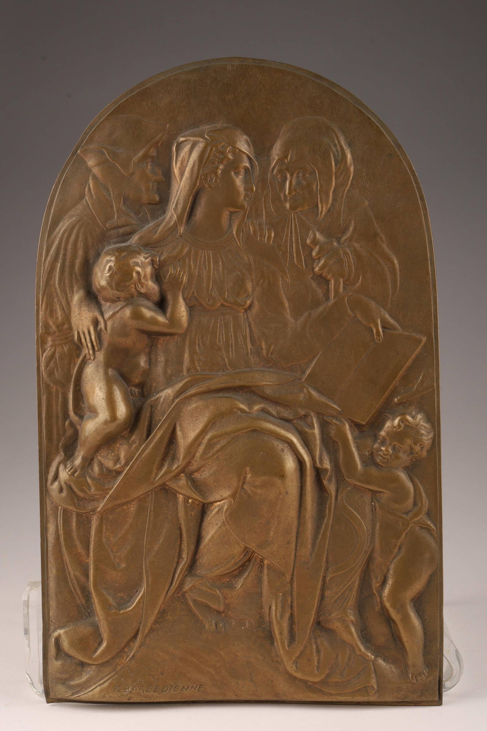 Ferdinand Barbedienne Bronze Plaque Heilige Sippe Auction
