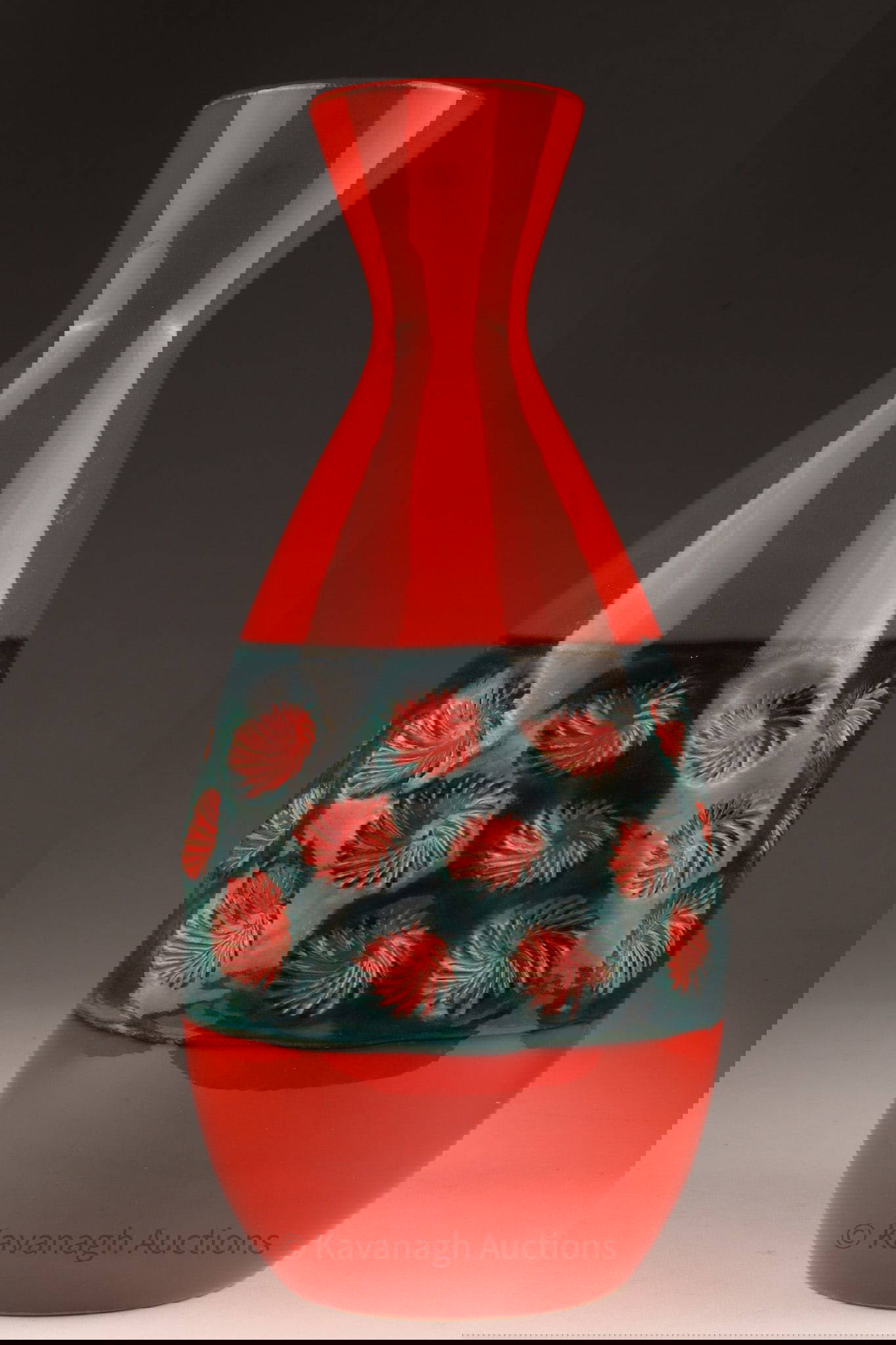 Mid Century Red Italian Birks Vase Auction