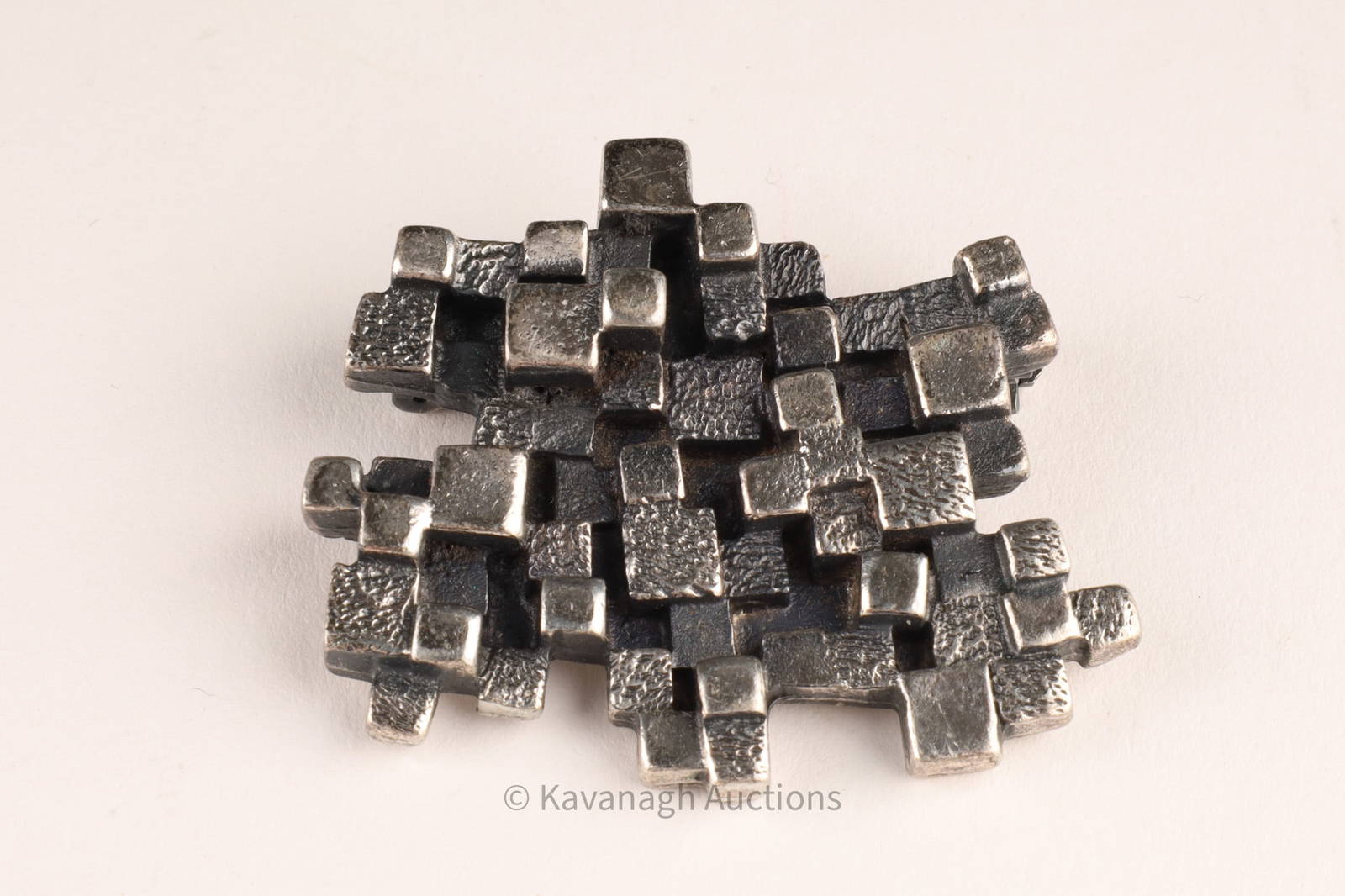 Guy Vidal Brutalist Modernist Cubes Brooch Auction