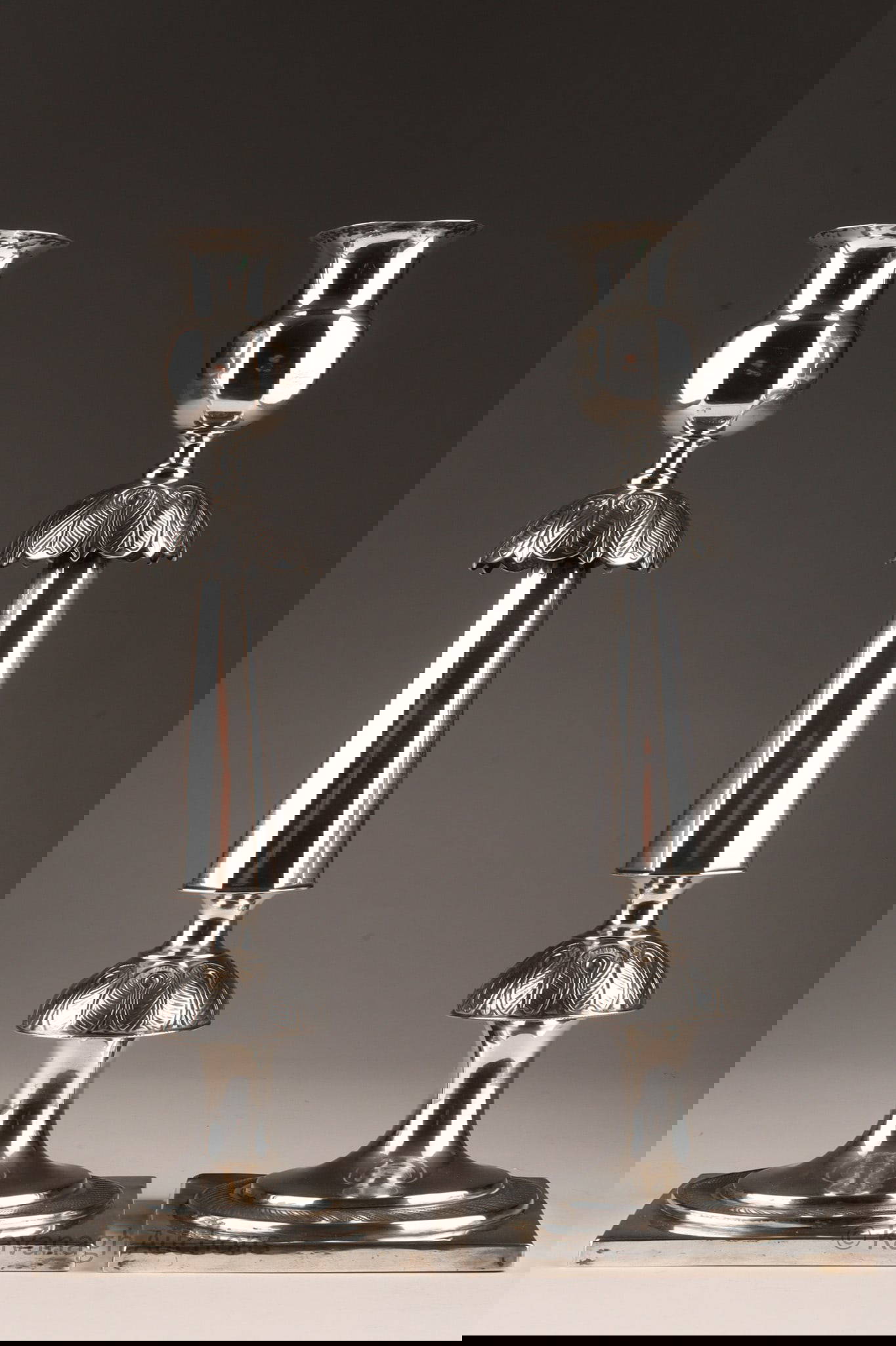 Pair Of Antique Polish Russian Silver Candlesticks Auction