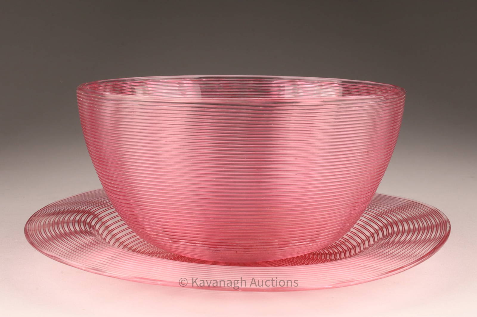 Murano Venini Threaded Art Glass Bowl / Underplate Auction