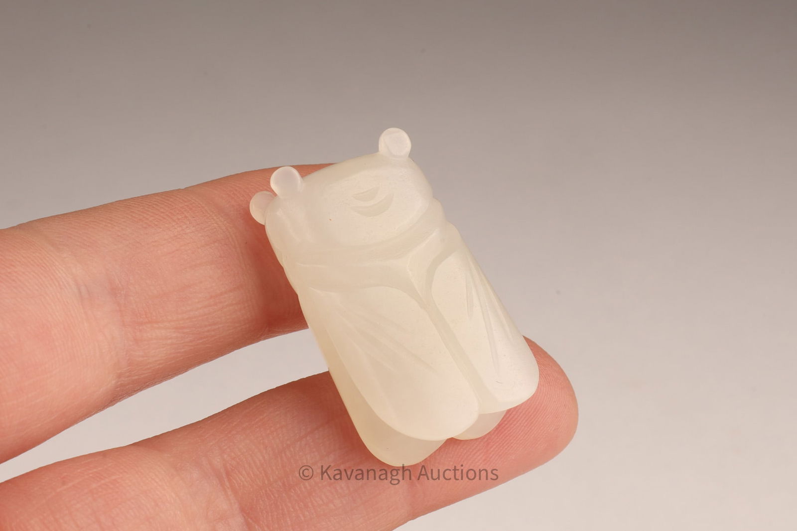 Chinese Carved White Jade Insect Cicada Bead Auction