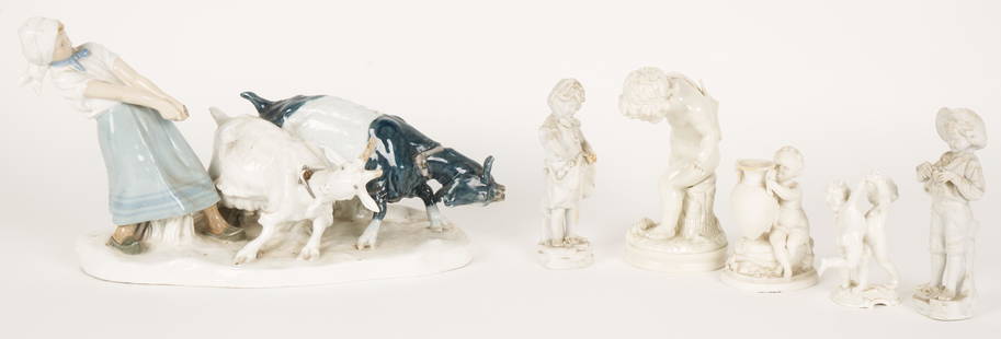 Antique Fine German Porcelain 14" Figural Group