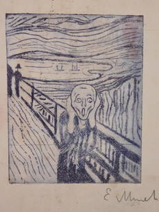 Edvard Munch (1863 1944, Norwegian) Etching Norwegian Landscape