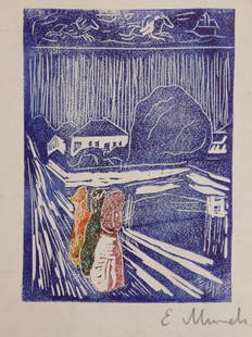 Edvard Munch (1863 1944, Norwegian) Etching Norwegian Landscape