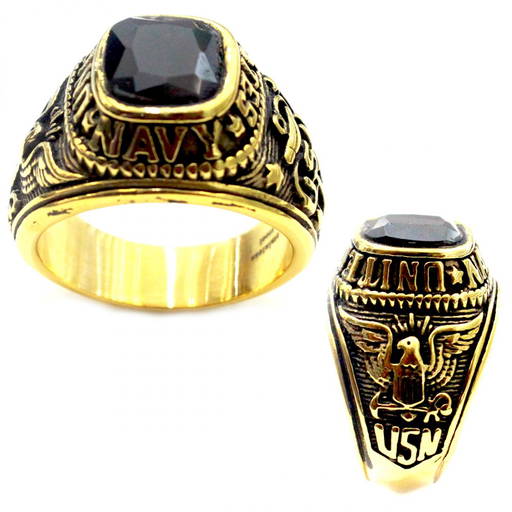 Black Cz Us Navy Brass Ring