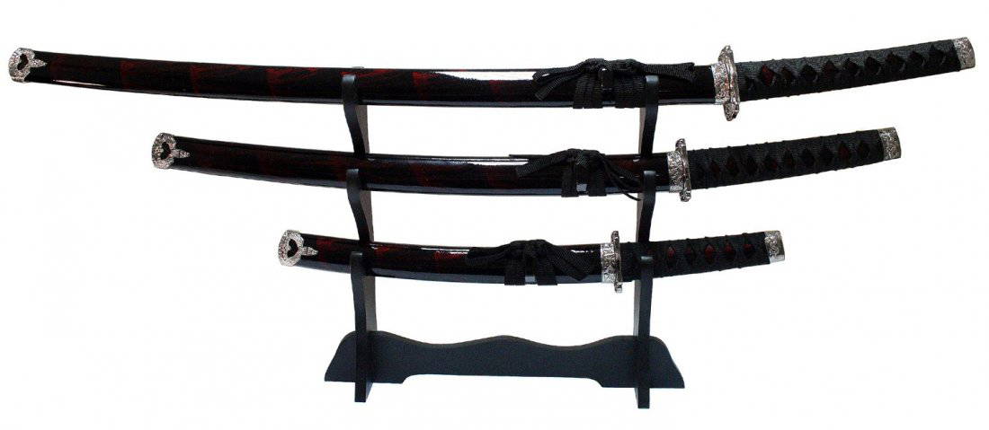 3 PIECE RED AND BLACK SAMURAI SWORD SET COMES W/STAND - Oct 19, 2015 ...