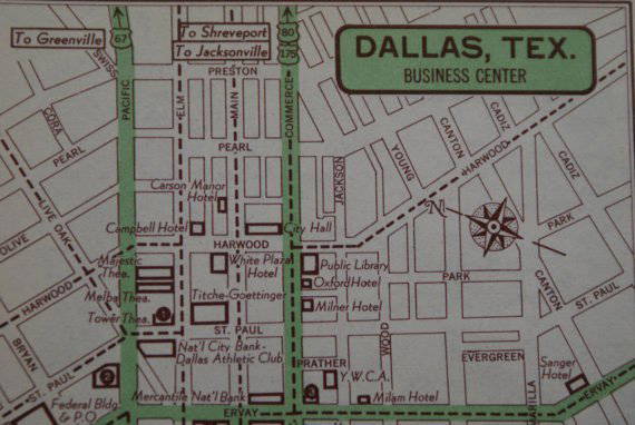 Genuine 1951 Map Of Dallas Tx