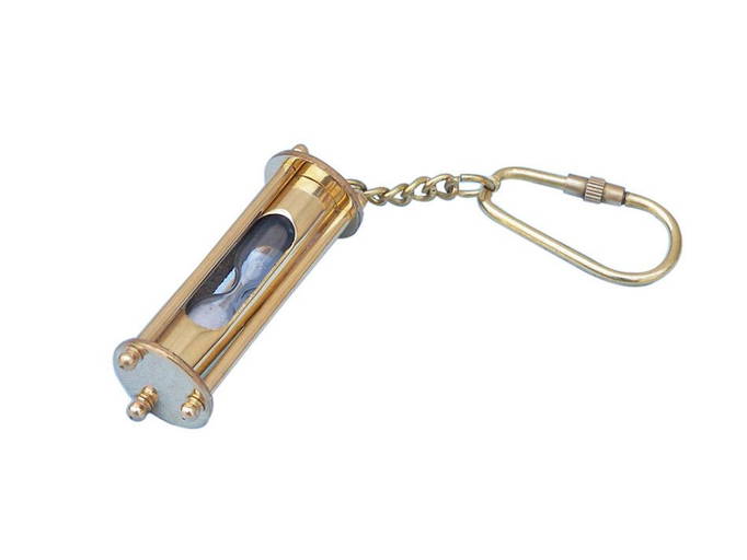Solid Brass 6" Hourglass Key Chain