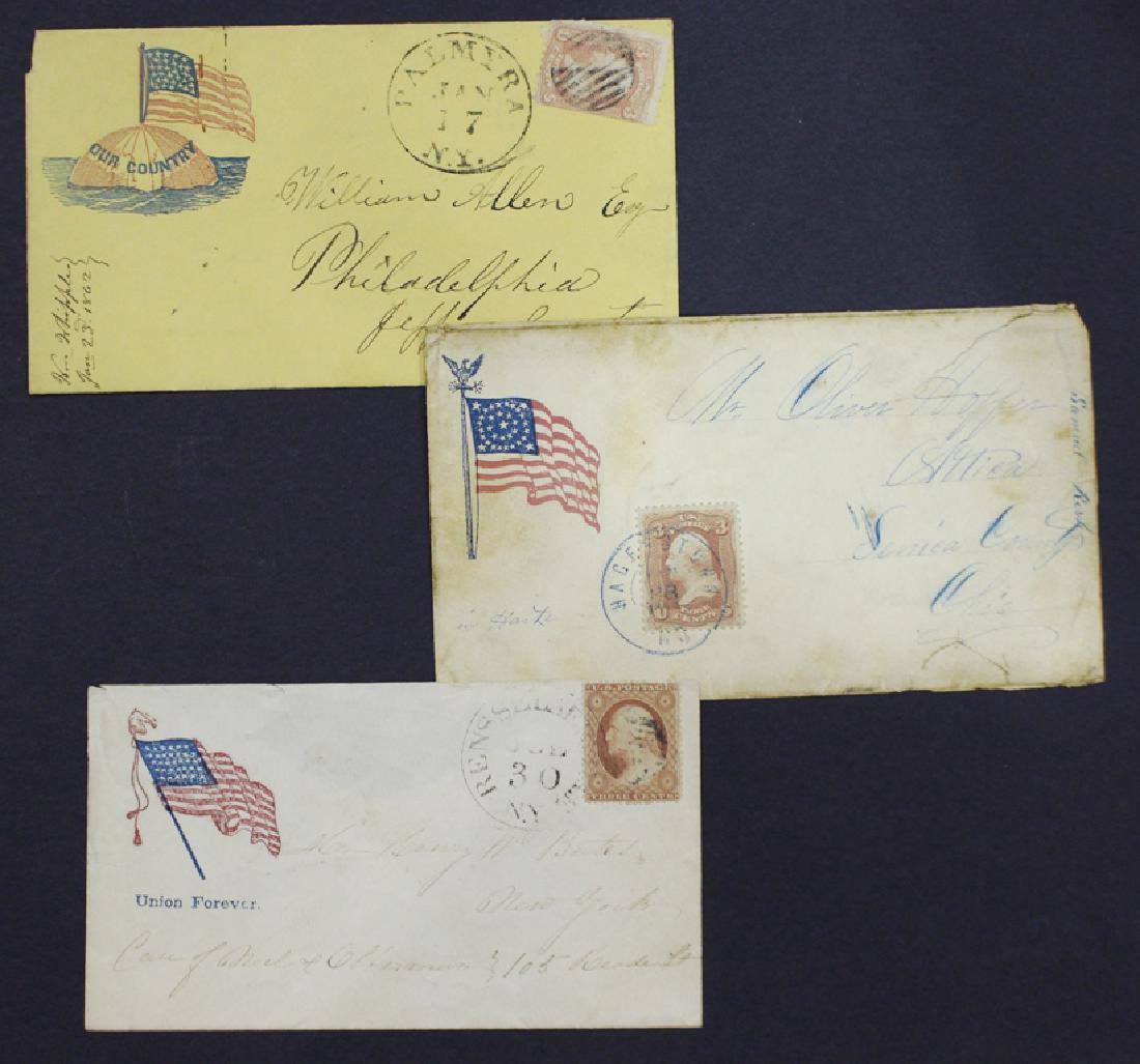 (3) Union Civil War Patriotic Covers Flags