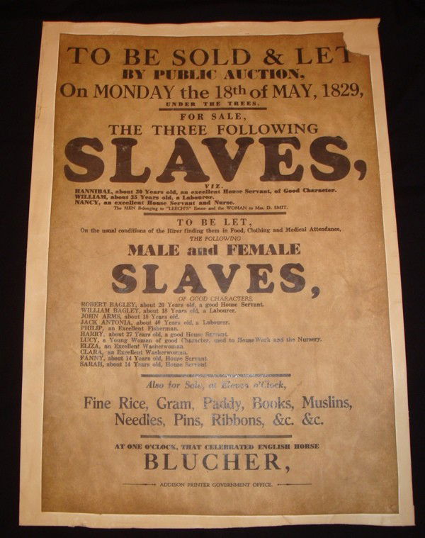 395: 1829 Slave Auction Poster