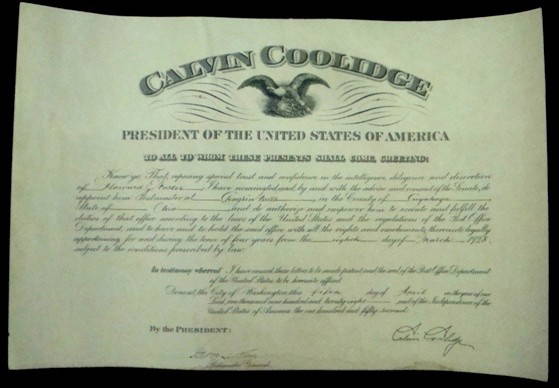 1928 Calvin Coolidge Signed Postal Document - Feb 23, 2012 | Fusco ...