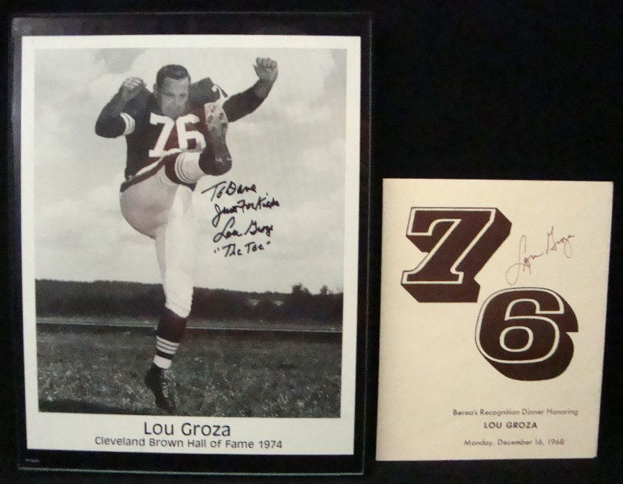 Lou Groza Autographed Photo & Dinner Program