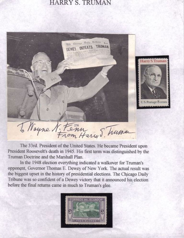 Harry S. Truman Signed Newspaper Photo