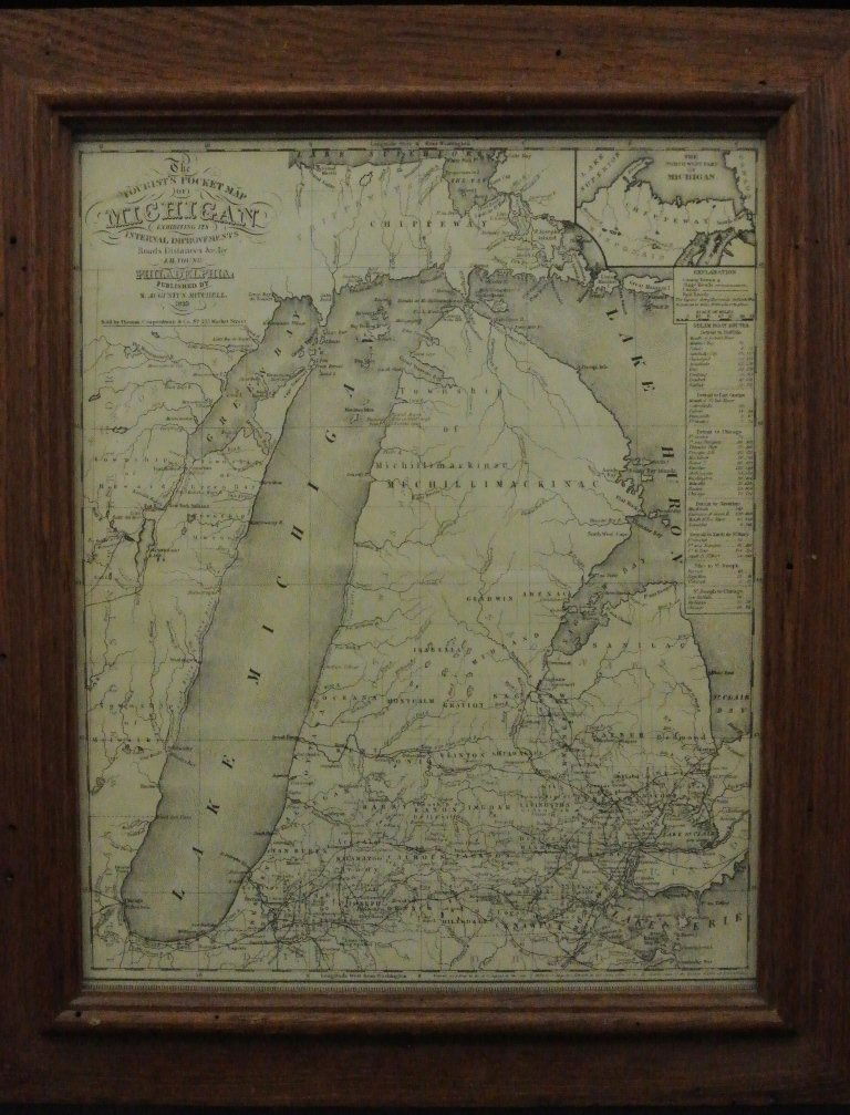 Original 1839 Tourist Pocket Mitchell Map of Michigan
