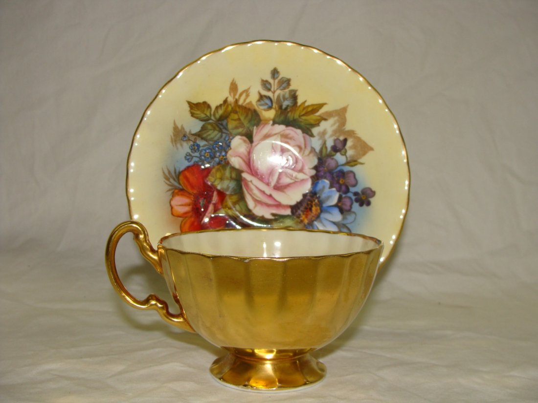 Hand Painted Aynsley Signed Bailey Tea Cup & Saucer