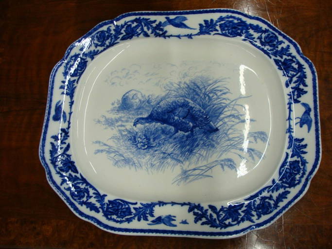 Royal Cauldon 23" Flow Blue Turkey Platter