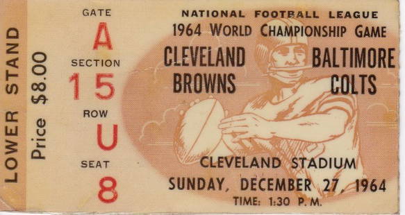 November 15, 1964 Detroit Vs. Cleveland Browns Ticket