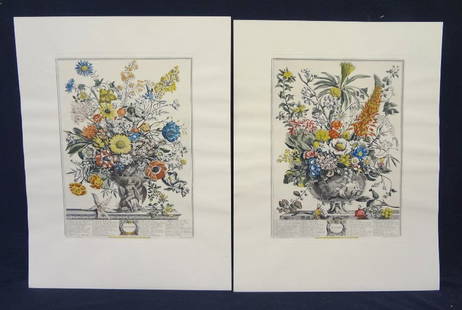 2 Robert Furber "williamsburg" Floral Month Prints