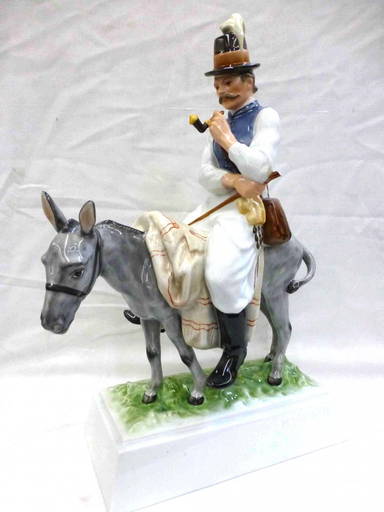 Herend Porcelain Man On Donkey Figure