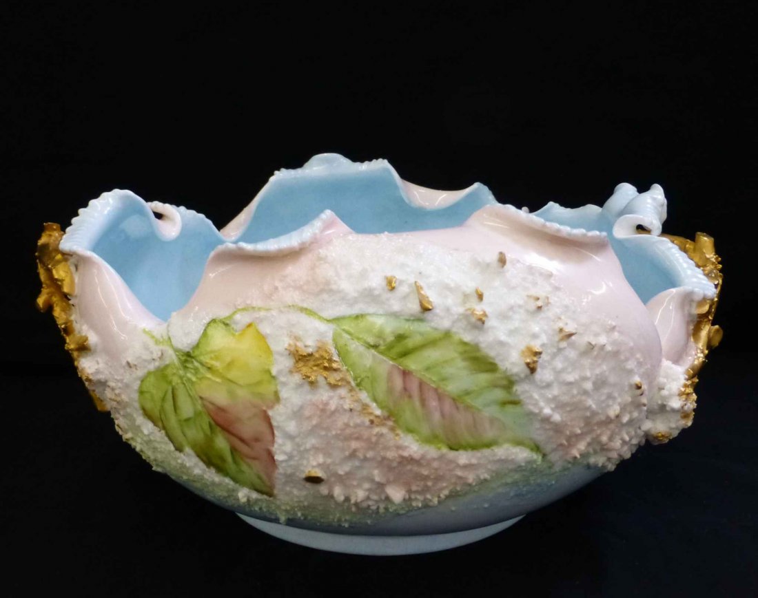 Lotus Ware American Belleek Rustic Twig Handle 13" Bowl