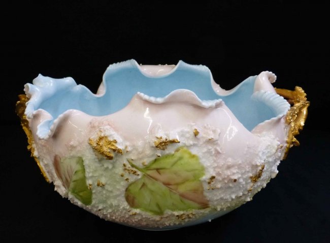 Lotus Ware American Belleek Rustic Twig Handle 13" Bowl : Lot 88