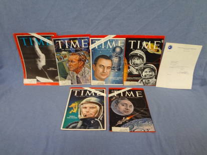 (8) Space Astronauts Autographed Time Magazine Covers